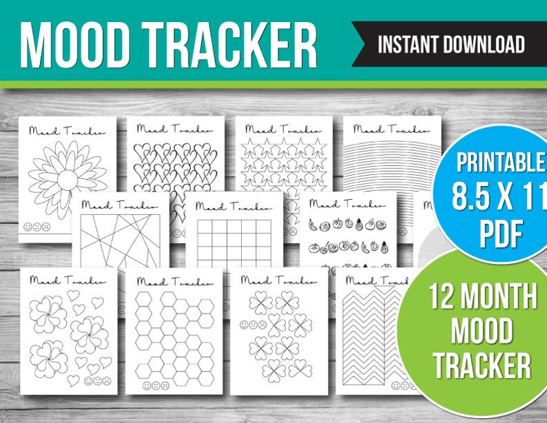 Mood Tracker Printable Bundle Mood Chart Journal Bullet | Etsy