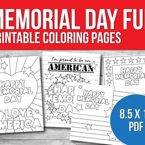 Memorial Day Printable Coloring Activity, Memorial Day Craft Art ...
