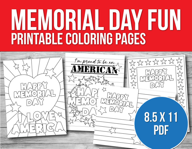 Memorial Day Printable Coloring Activity Memorial Day Craft - Etsy