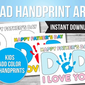 Father's Day Handprint Art Gift for Dad, Printable Keepsake Art, Father ...