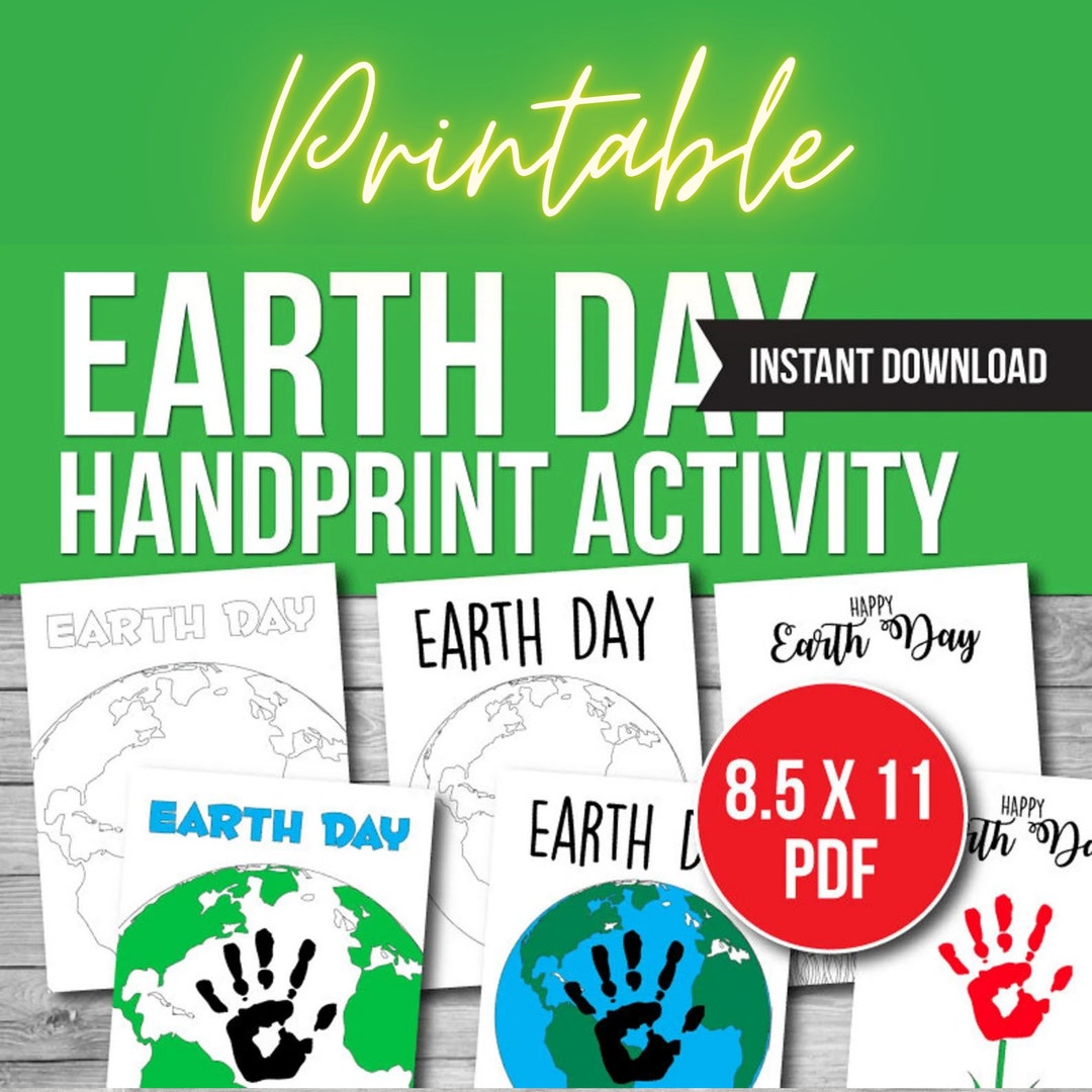 Earth Day Handprint Craft, Printable Spring Art, Kids DIY, Classroom ...