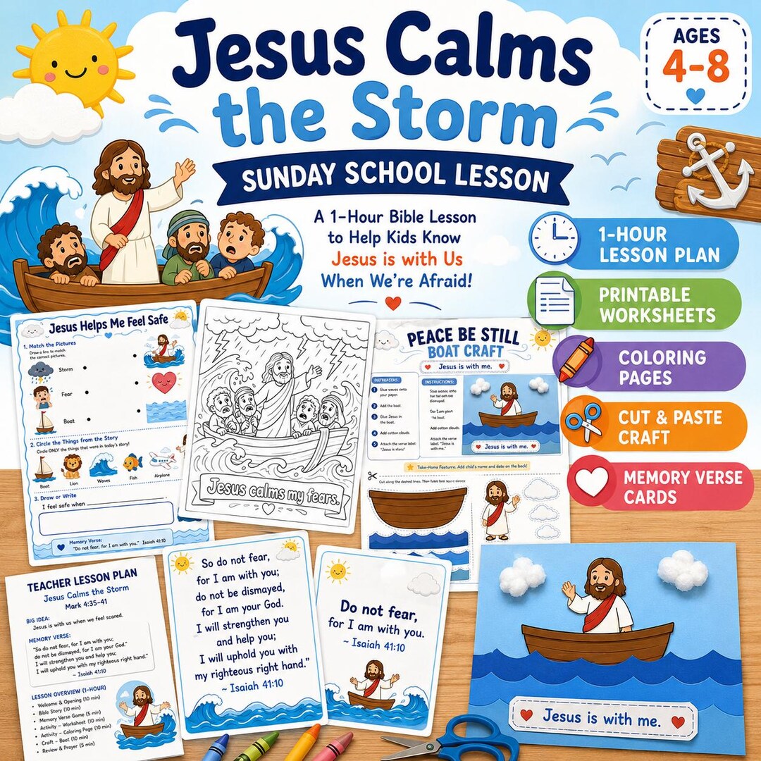 VBS Lesson Jesus Calms the Storm Sunday School Lesson | Printable Bible ...