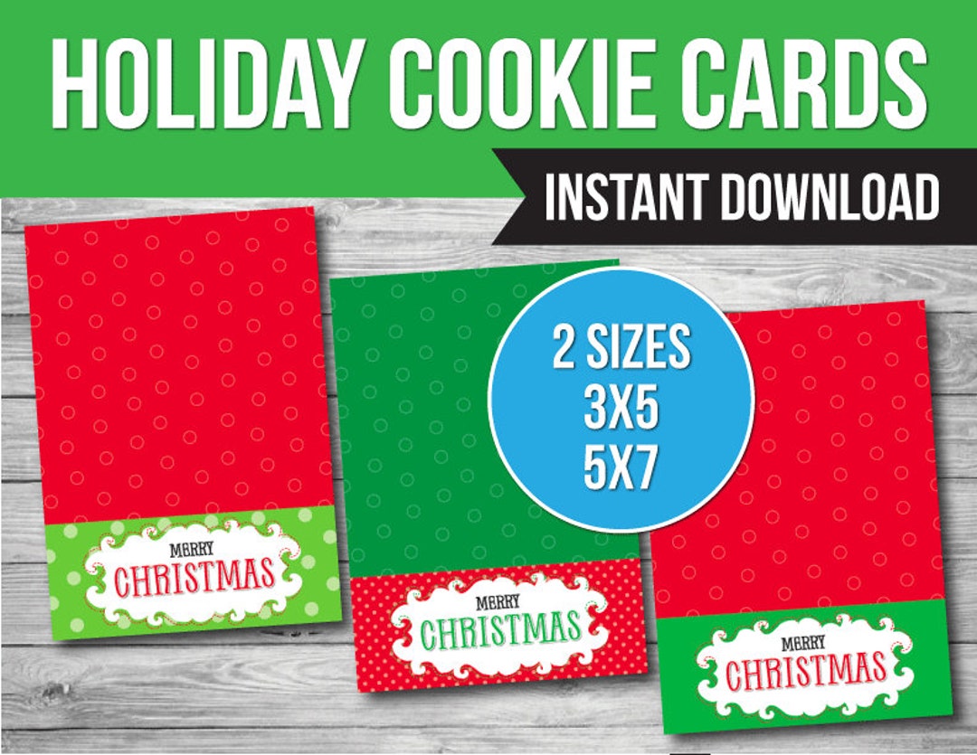 Holiday Printable Cookie Cards, Christmas Cookie Tag, Happy Holidays ...