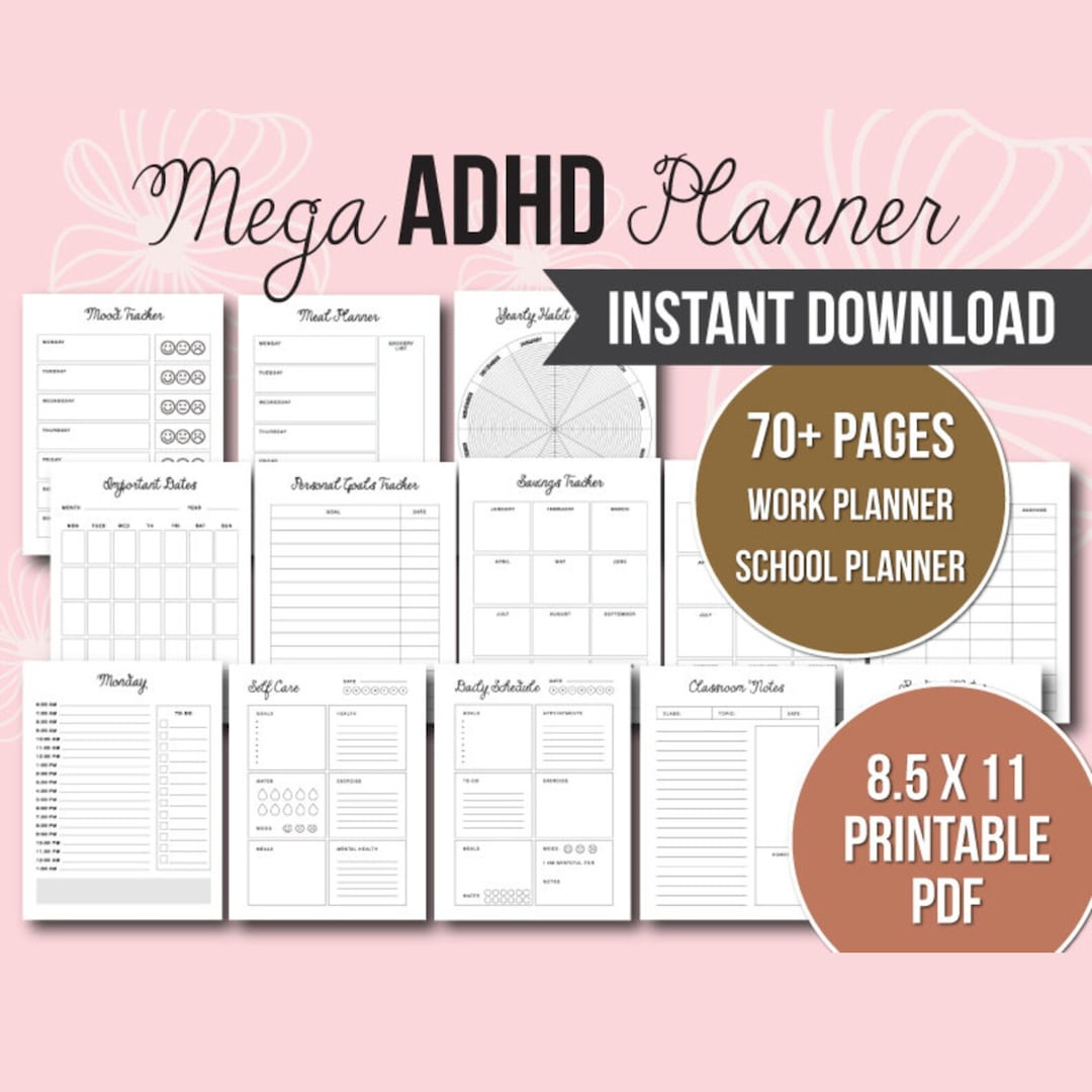 ADHD Digital Planner | Printable ADHD Organizer | 70+ Pages for Focus ...