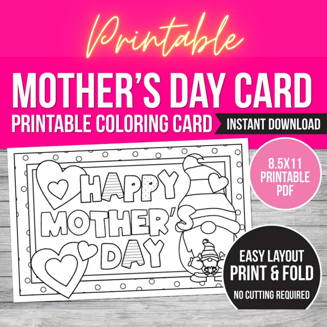 Mother's Day Coloring Card: Printable Craft for Kids (PDF) - Etsy