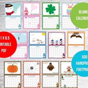 Handprint Art Calendar Printable PDF, Prek Preschool Kindergarten Craft ...