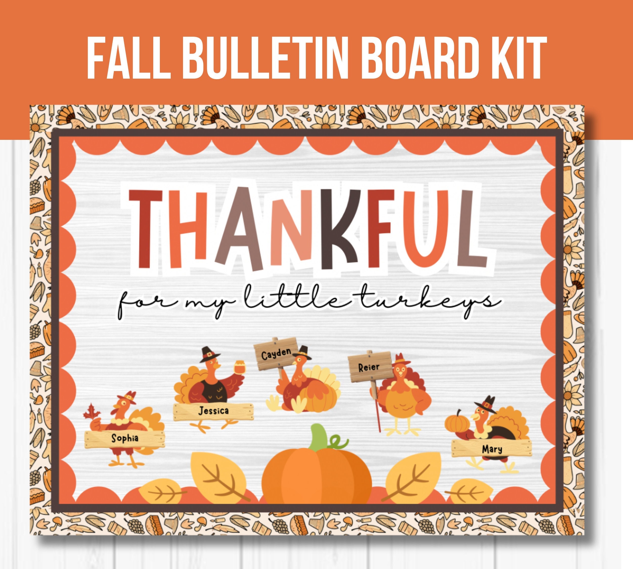 Fall Bulletin Board Kit Classroom Door Decor Easy Autumn - Etsy
