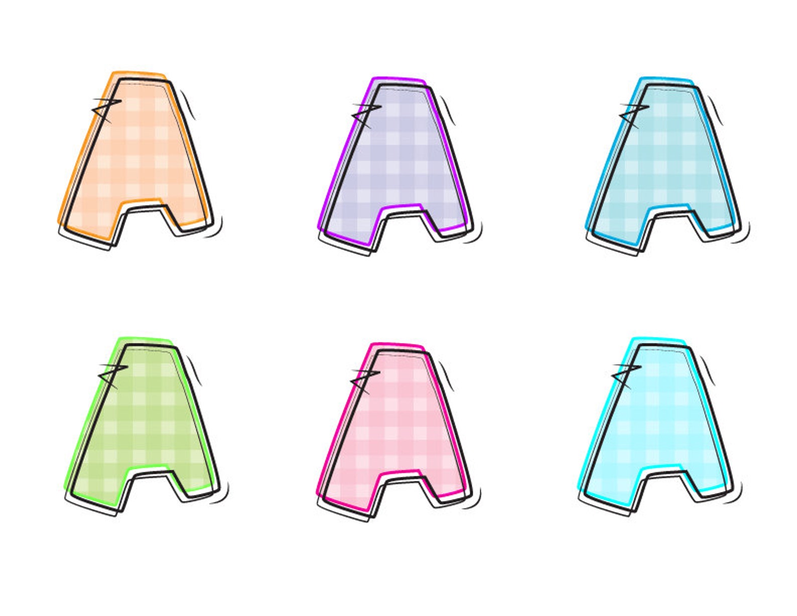 Spring Plaid Doodle Letters PNG Bundle: 6 Alphabet Sets - Etsy