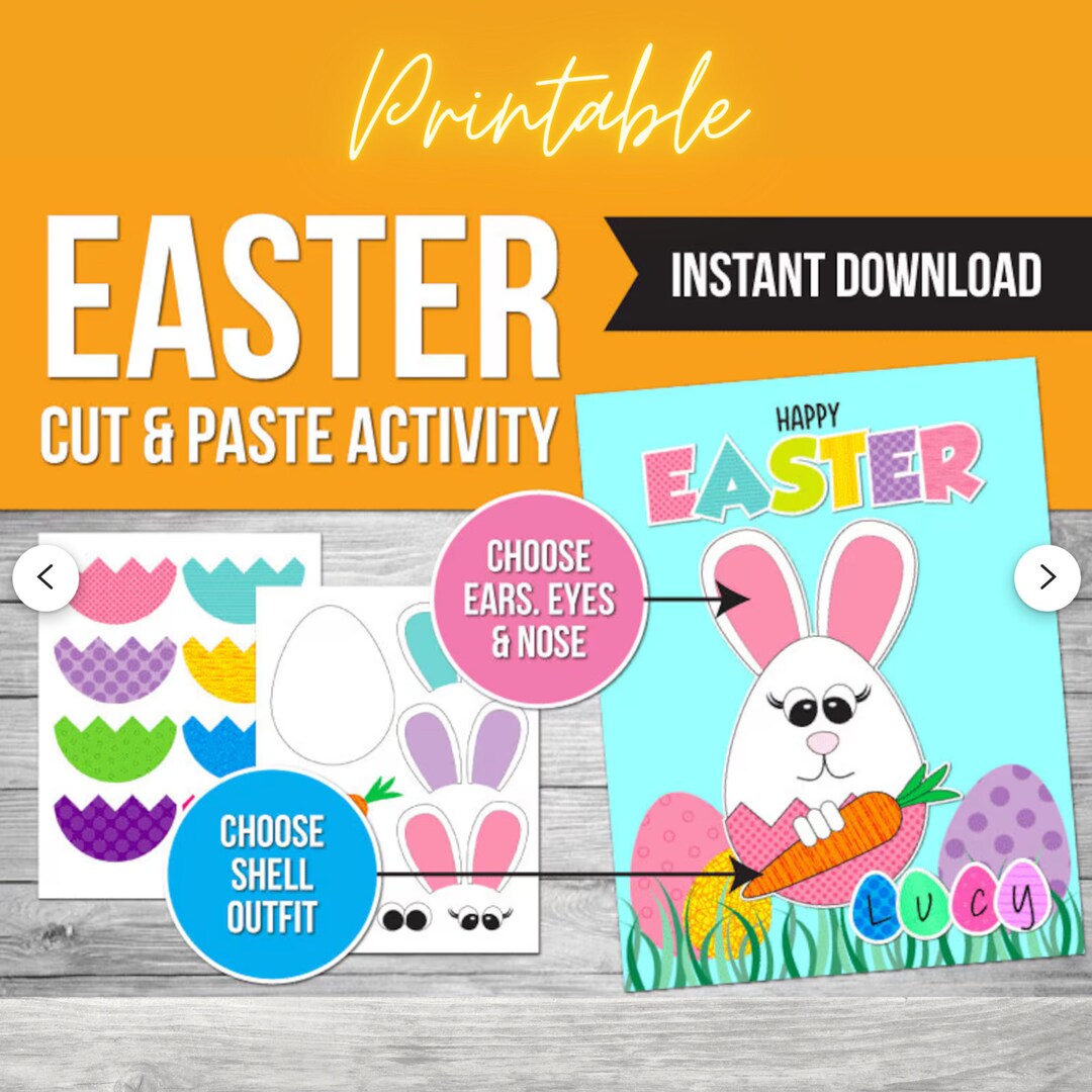 Easter Bunny Craft Printable Activity, Cut and Paste, Easter Craft ...