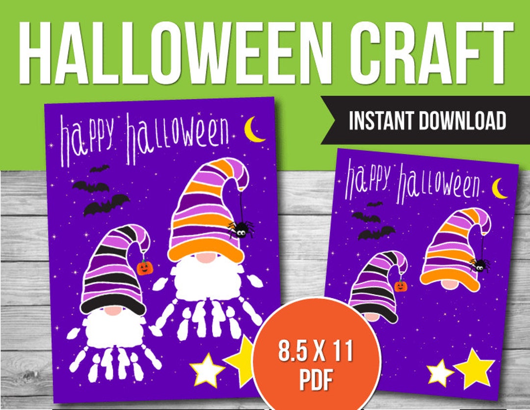 Halloween Gnomes Handprint Craft, Kids Craft Activity, Kids Toddler ...