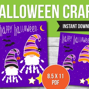 Halloween Gnomes Handprint Craft, Kids Craft Activity, Kids Toddler ...