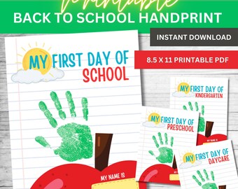 First Day of Kindergarten Handprint Art, Kindergarten Activity ...