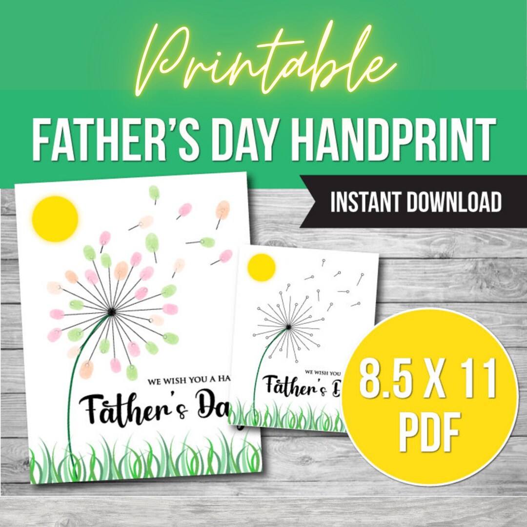 Fathers Day Fingerprint Art, Preschool Crafts Printable, DIY Gift ...