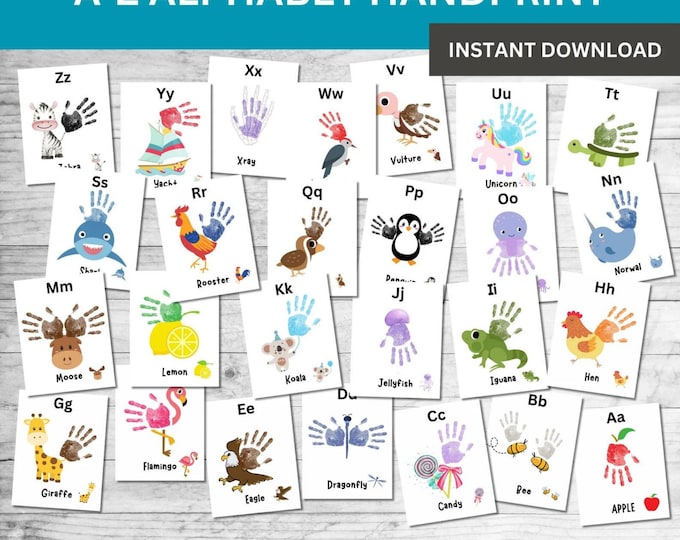Alphabet Printable Handprint Art Templates - Alphabet Handprint ART PDF ...