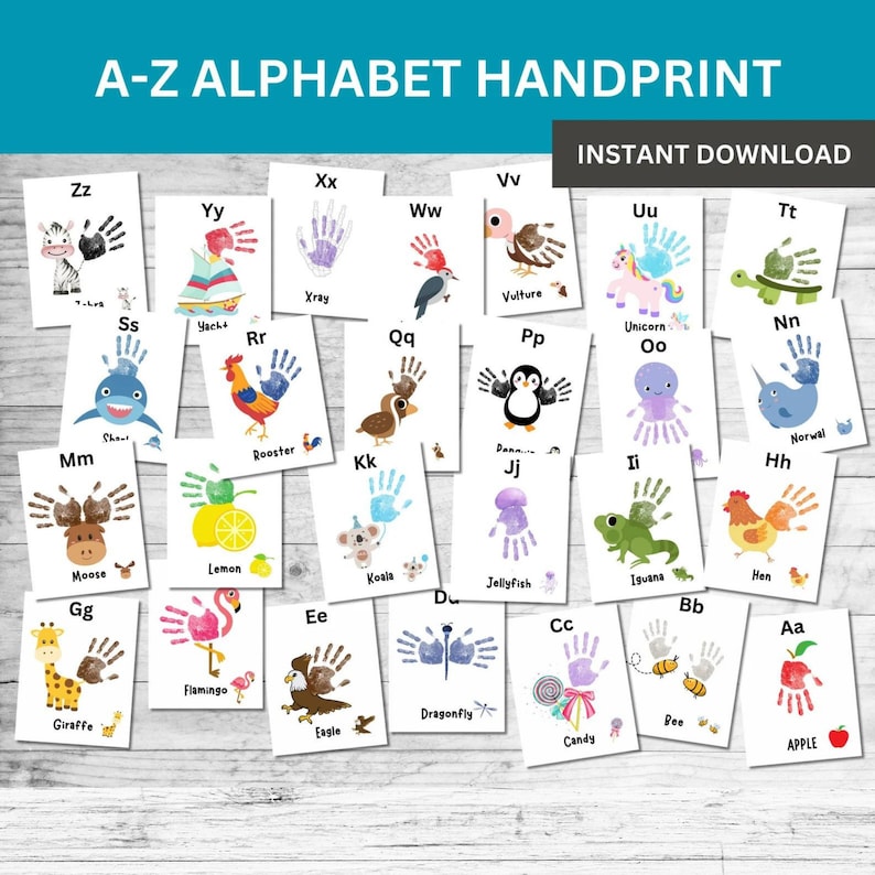 ABC Handprint Craft A-Z Alphabet Handprint Footprint Book - Etsy