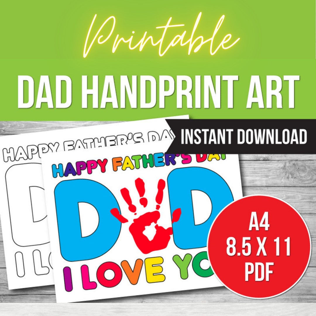 Father's Day Handprint Art Gift for Dad, Printable Keepsake Art, Father ...