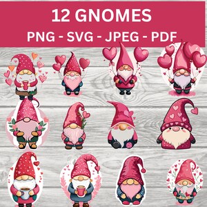 Valentine Gnomes, Gnome Clipart, 48 PNG Gnomes Clipart, Valentines ...