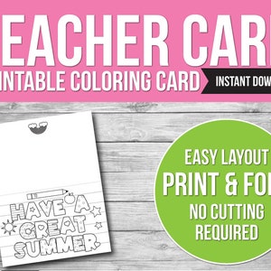 Teacher Coloring Card, Teacher Appreciation Printable Coloring Card ...
