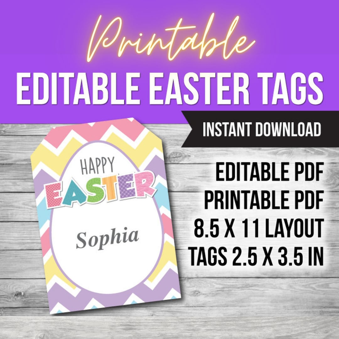 Editable Easter Gift Tags: Printable Basket Tags (PDF) - Etsy