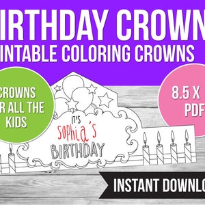 Birthday Crown, Printable Coloring Crowns, Paper Crown, Birthday Crown ...