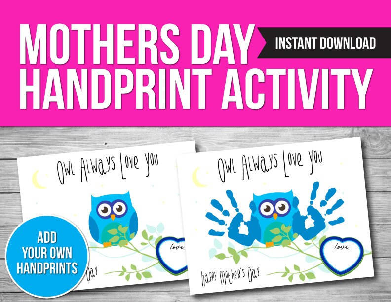 Mother's Day Handprint Art Printable Keepsake Art - Etsy