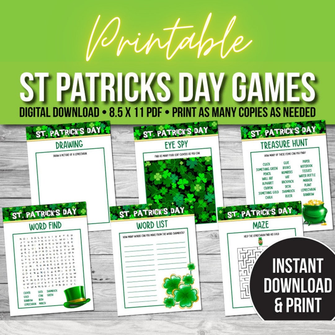 St Patrick's Day Games Bundle, Printable St Patricks Day Activity Pages ...