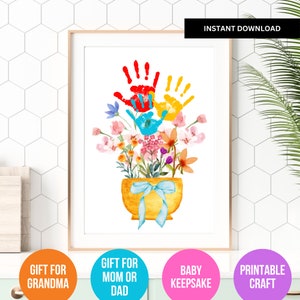 Valentine Handprint Art Birthday Craft Activity Floral Bouquet Mothers ...