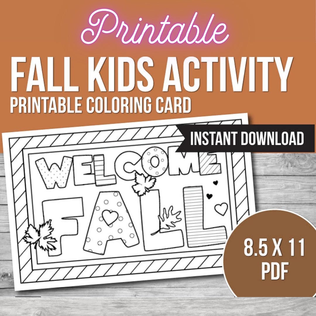 Autumn-themed Printable Coloring Card: Creative DIY Activity for ...