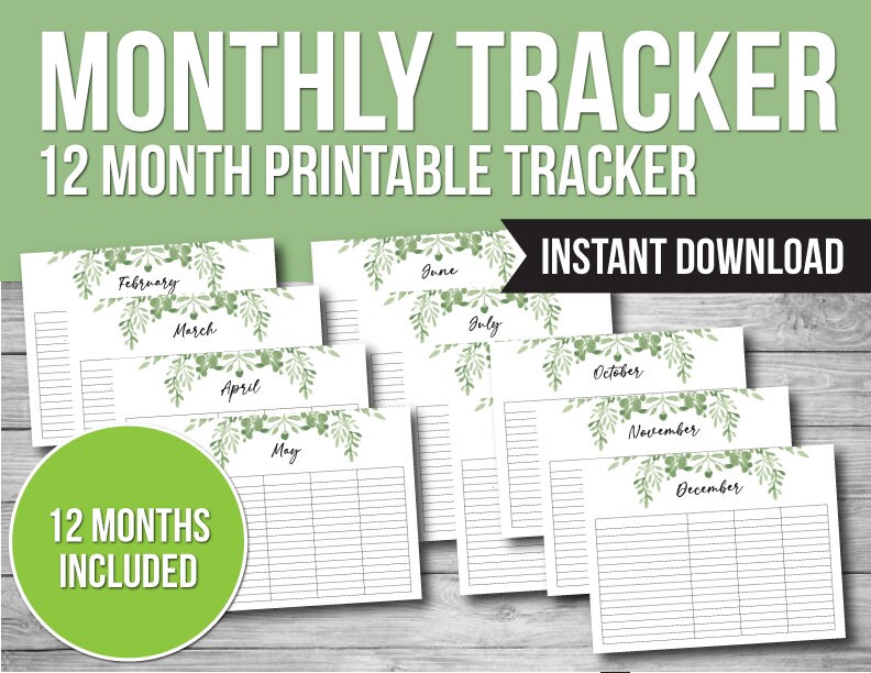 Monthly Tracker Printable Template Inventory Tracker Habit - Etsy