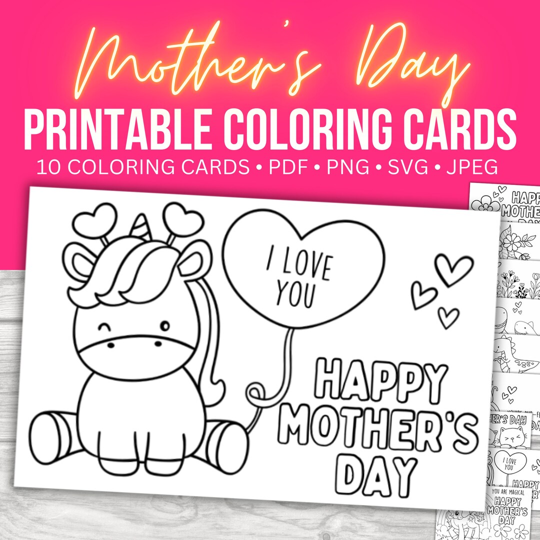 Printable Mothers Day Coloring Card, DIY Mothers Day Gift From Kids ...
