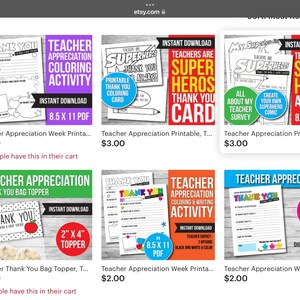 Teacher Appreciation Week Printable PDF, Teachers Gifts, Teacher Survey ...
