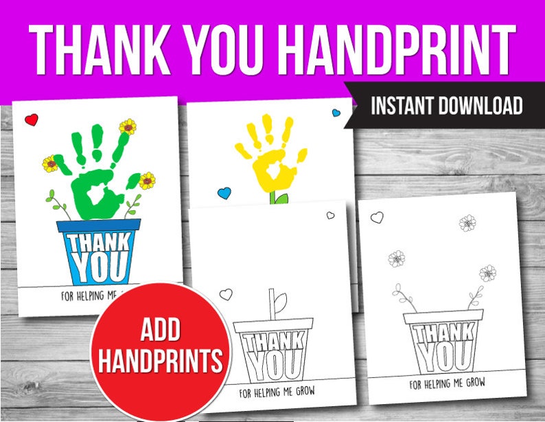 Handprint Craft Art Activity Thank You Printable Kids Craft - Etsy