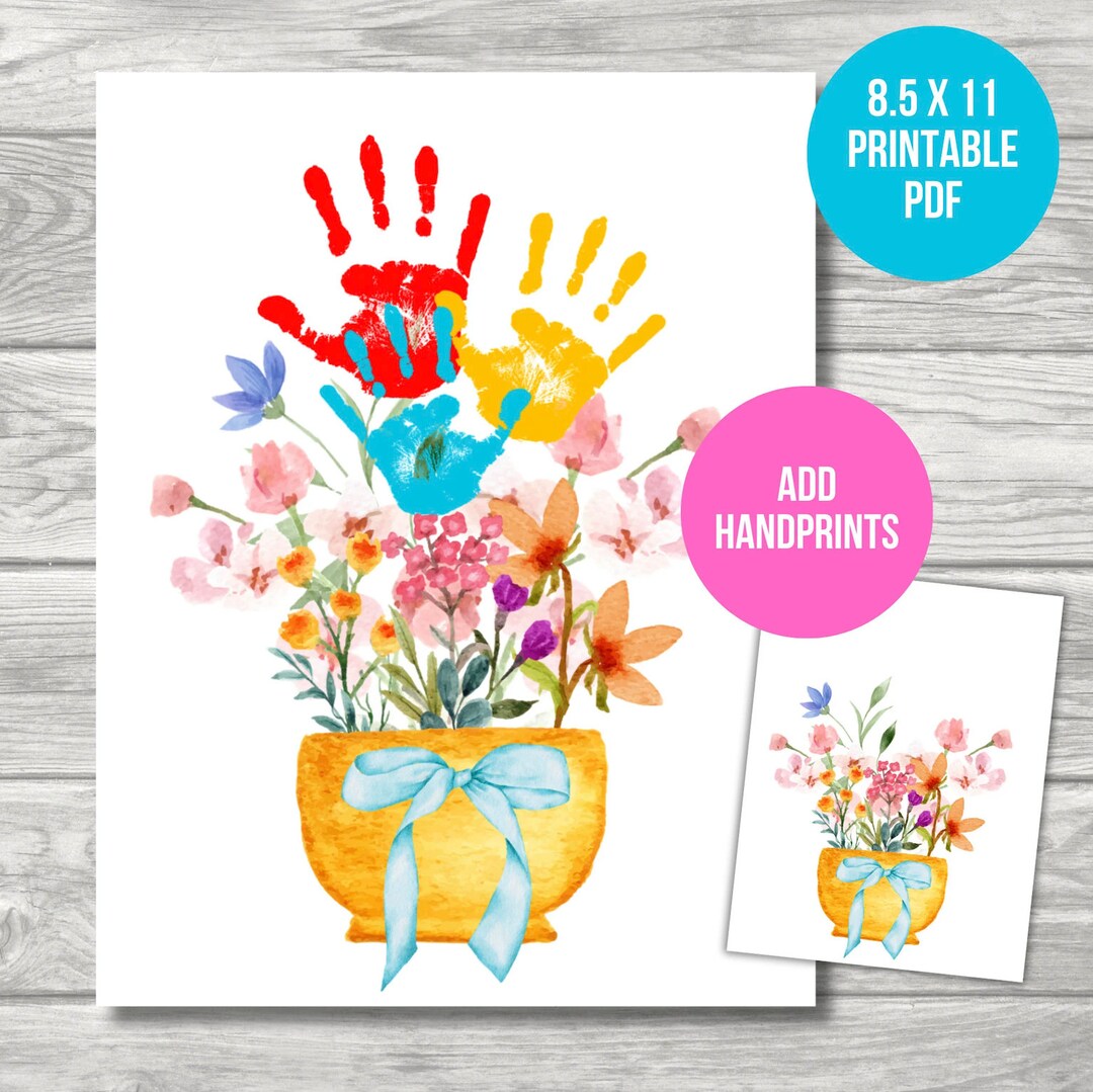 Handprint Floral Bouquet Art Print: Mother's Day Keepsake (digital PDF ...