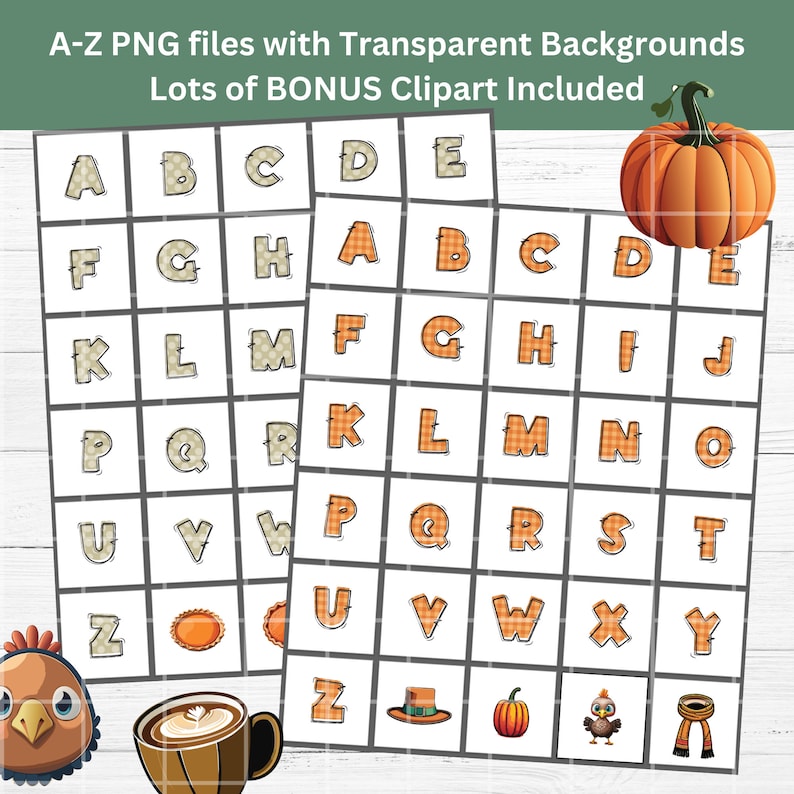 Fall Doodle Letters Alphabet Clipart, Hand Drawn Alpha Bundle, Autumn ...