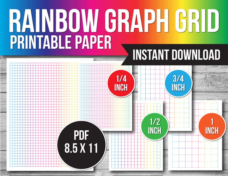 Printable Colored Graph Paper MEGA Bundle: 1/4 to 1 Inch Grids (PDF) - Etsy