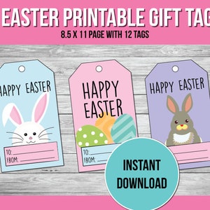 Easter Printable Gift Tags, Easter Basket Gift Tags, Easter Gift Printable PDF - Etsy