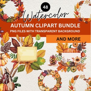 Thanksgiving Watercolor Clipart, Fall Autumn Clipart, Watercolor ...