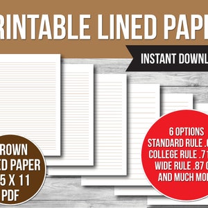 Printable Lined Paper Bundle, Wide Rule College Rule, Notebook Lined ...