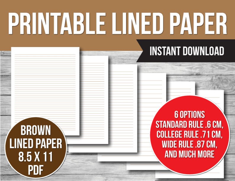 Printable Lined Paper Bundle Wide Rule College Rule Notebook - Etsy