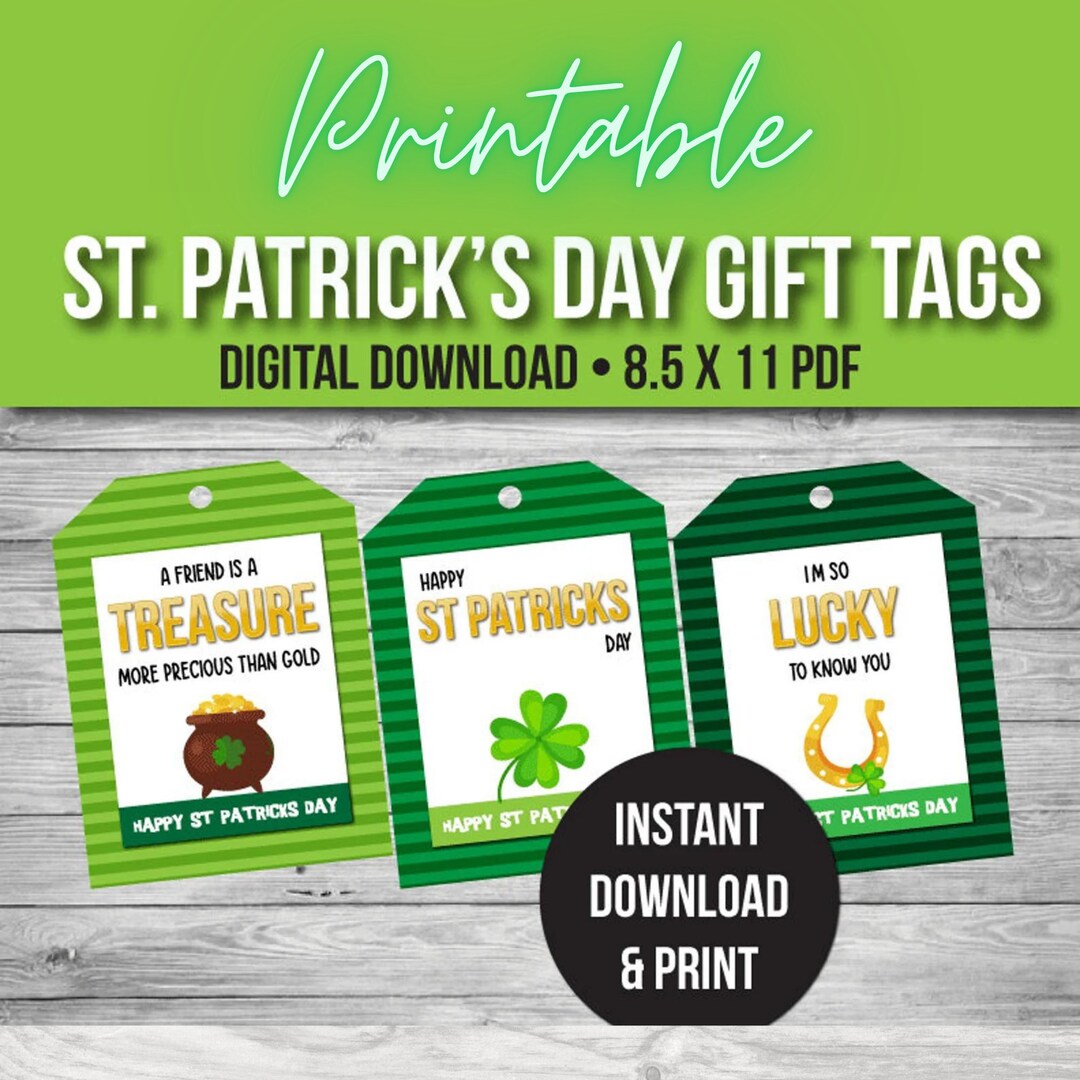 St. Patrick's Day Gift Tags, Printable Gift Tags, Digital Download PDF ...