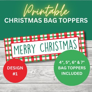 Printable Christmas Bag Toppers, Treat Bag Topper, Christmas PYO Bag ...