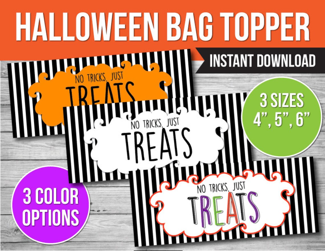 Halloween Treat Bag Topper: Party Favor Printable (PDF Download) - Etsy