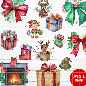 Watercolor Christmas Clipart Bundle, PNG JPG Set (instant Download) - Etsy