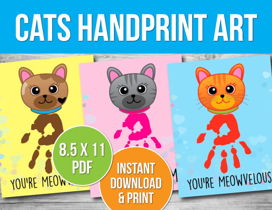 Cats Handprint Activity Printable Handprint Art Spring Craft - Etsy