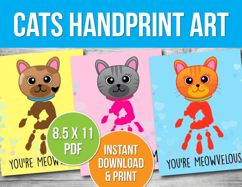 Cats Handprint Activity Printable Handprint Art Spring Craft - Etsy
