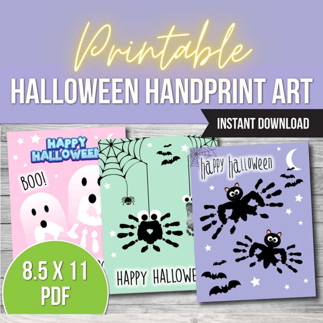 Halloween Handprint Activity Craft for Kids, Printable Halloween Craft ...