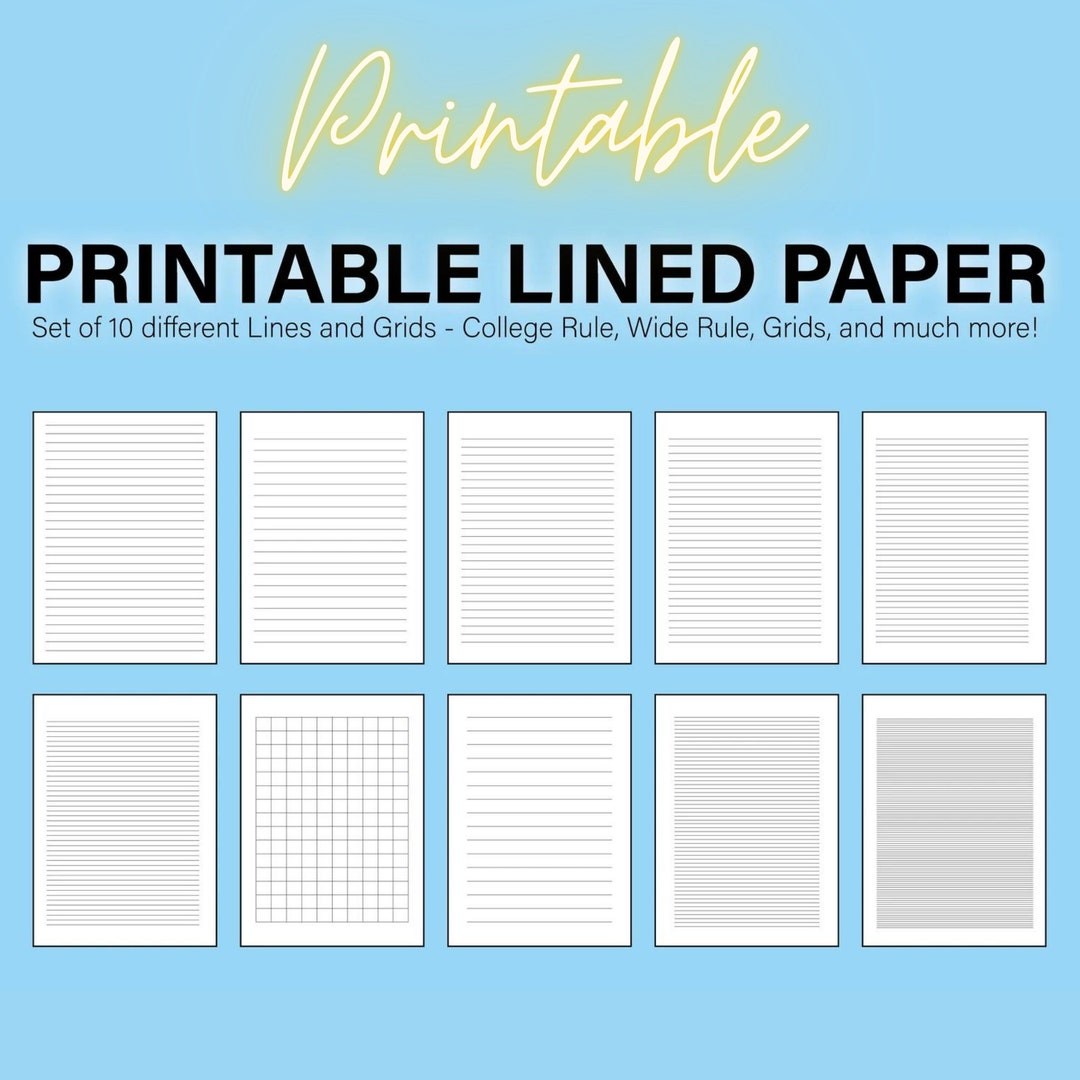 Printable Lined Paper Bundle PDF, Wide Rule College Rule Paper, Lined ...