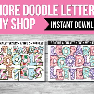 Easter Alphabet Letters PNG Bundle, Easter Font, Doodle Alphabet ...