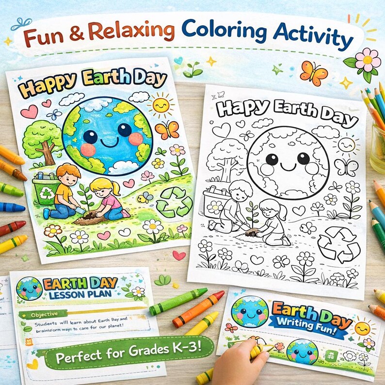 Earth Day Activity Pack for Kids, Printable Writing Prompts, Earth Day ...