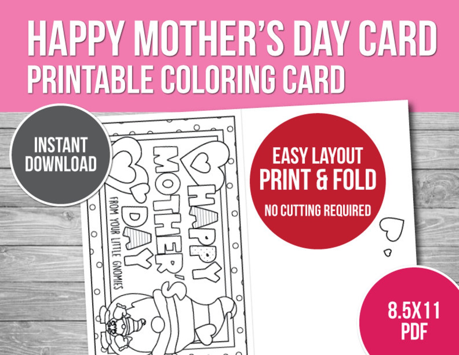 Mother's Day Printable Coloring Card Mother's Day - Etsy